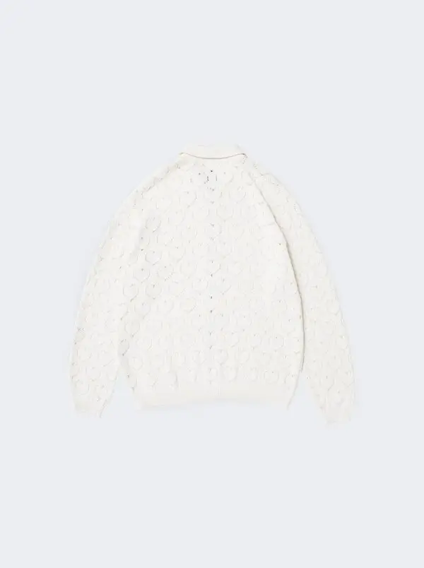 VOWELS Eyelet Knitted Zip-up Sweater