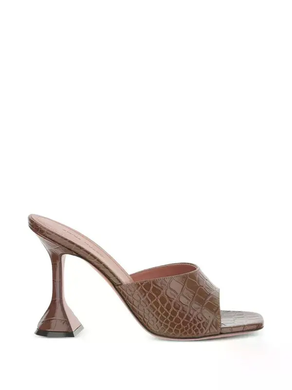 Amina Muaddi Lupita Embossed Leather Mules