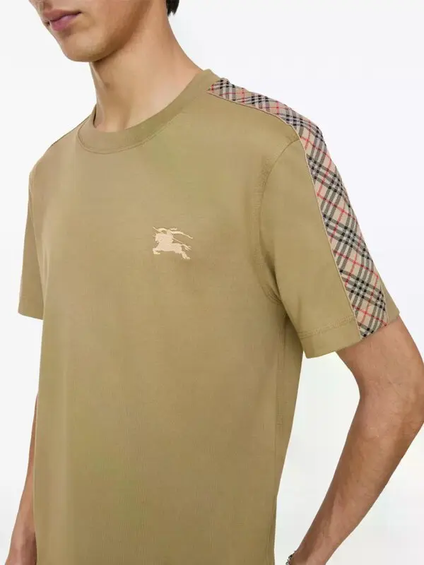 Burberry Check-trim Cotton T-shirt - Brown