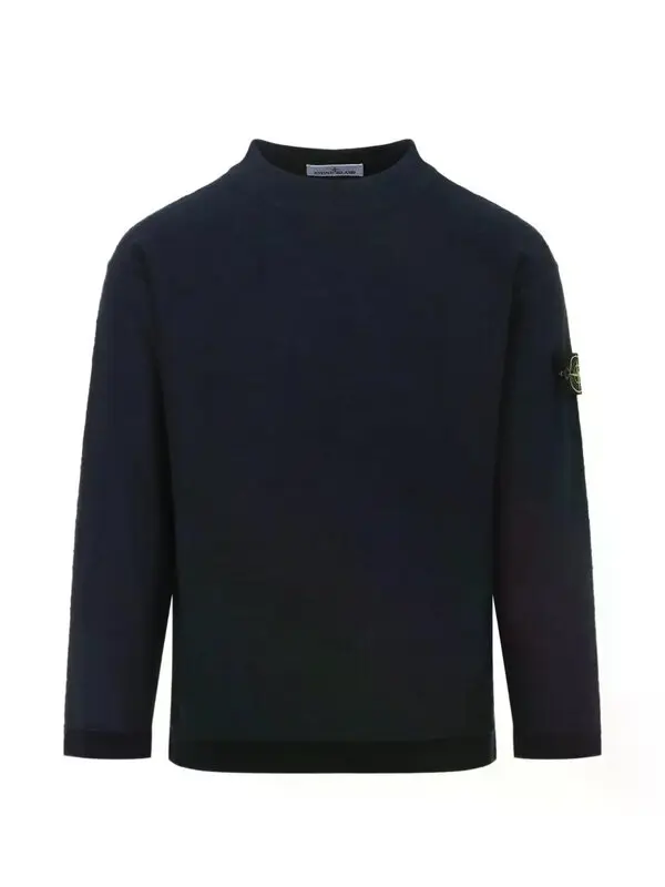 Stone Island Logo Patch High Neck Sweatshirt - Blue