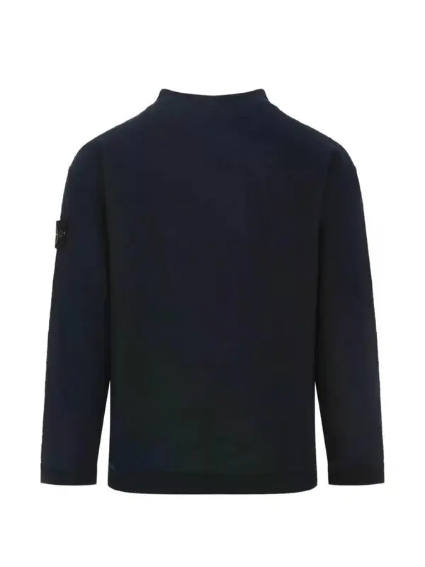 Stone Island Logo Patch High Neck Sweatshirt - Blue