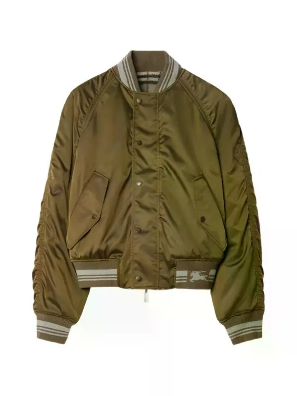Burberry Reversible Nylon Bomber Jacket With Check Fleece