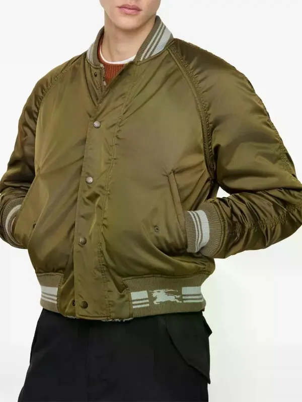 Burberry Reversible Nylon Bomber Jacket With Check Fleece