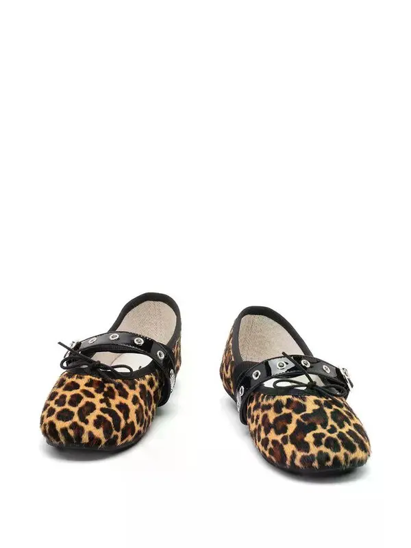 Repetto Ballet Flats With Leopard Print And Buckle Detail - Neutrals