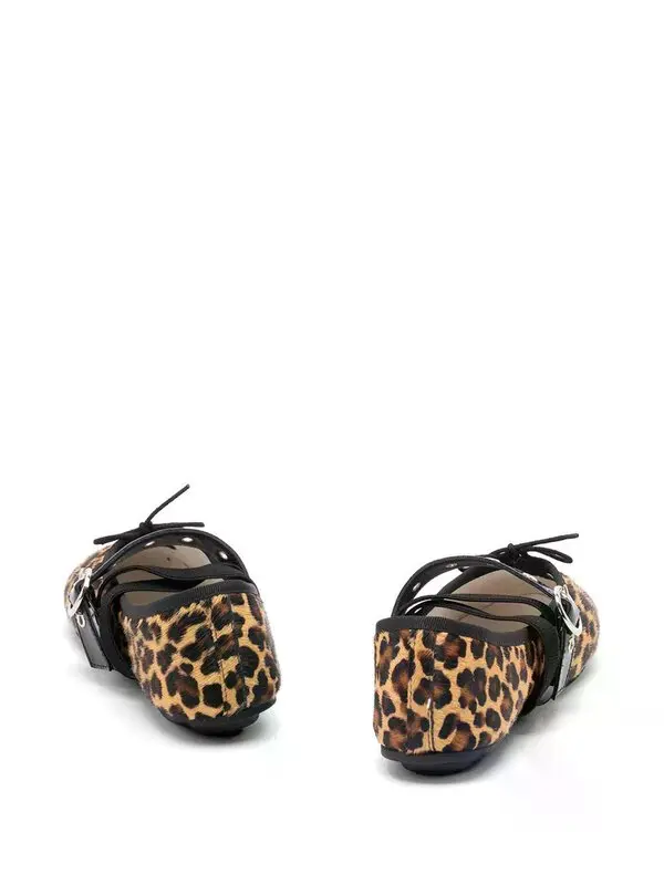 Repetto Ballet Flats With Leopard Print And Buckle Detail - Neutrals