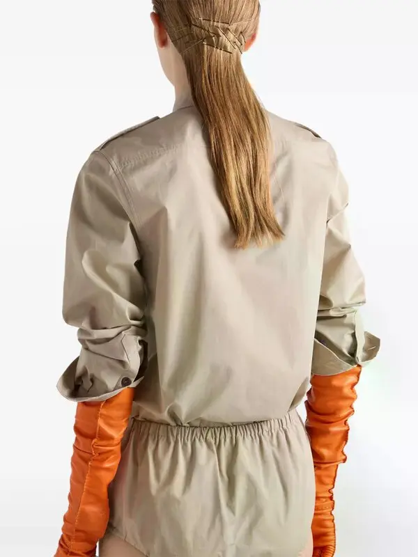 Prada Cotton Poplin Shirt With Classic Collar And Patch Pockets - Neutrals