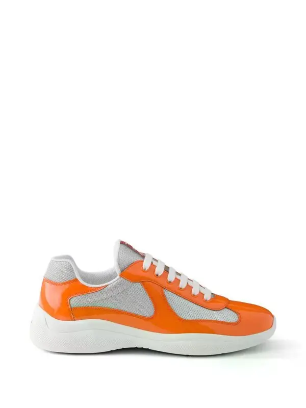 Prada America's Cup Sneakers In Patent Leather And Technical Fabric - Orange