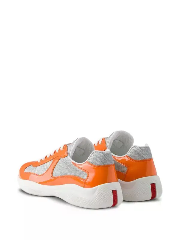 Prada America's Cup Sneakers In Patent Leather And Technical Fabric - Orange