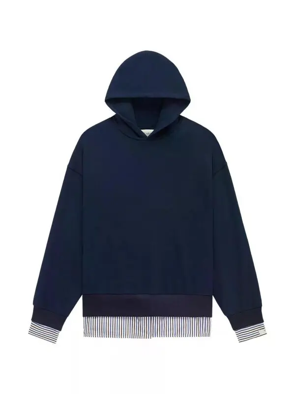 WE-AR4 Cotton Hoodie With Ribbed Detailing - Blue