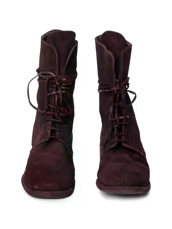 Guidi Burgundy Suede Lace-up Boots