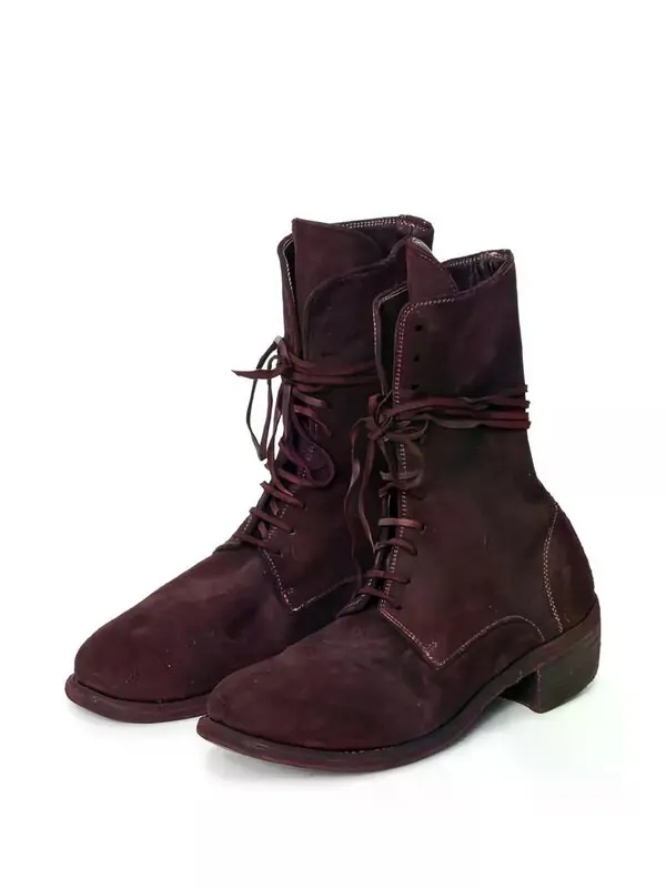 Guidi Burgundy Suede Lace-up Boots