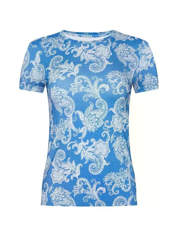 L'Agence Paisley Print Crew-neck T-shirt