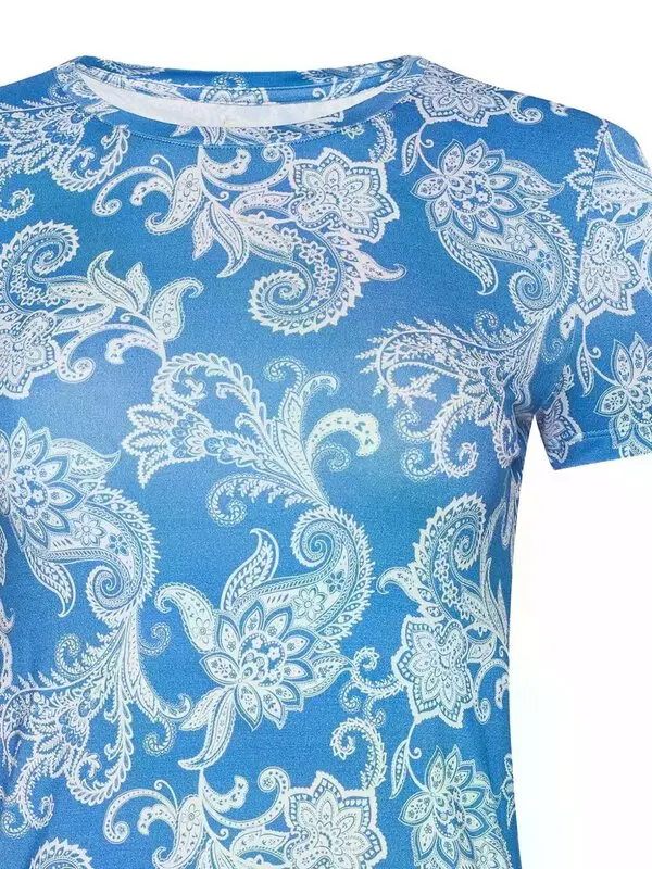 L'Agence Paisley Print Crew-neck T-shirt