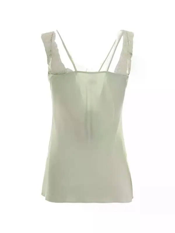 Pinko Sleeveless Lace-detail Twill Top - Green