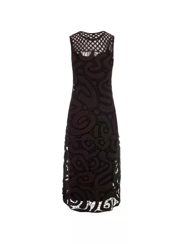 Pinko Sleeveless Crochet Detail Midi Dress
