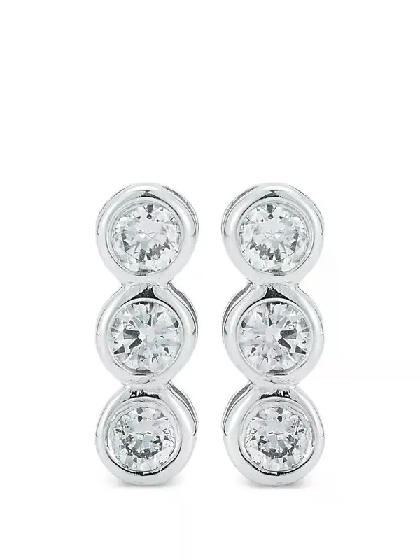 Mateo Trio Diamond Bar Stud Earrings - Silver