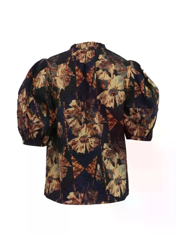 Ulla Johnson V-neck Floral-print Blouse - Black