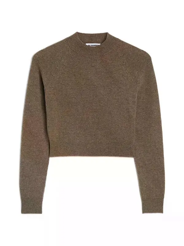 JIL SANDER Cropped Crewneck Sweater - Brown