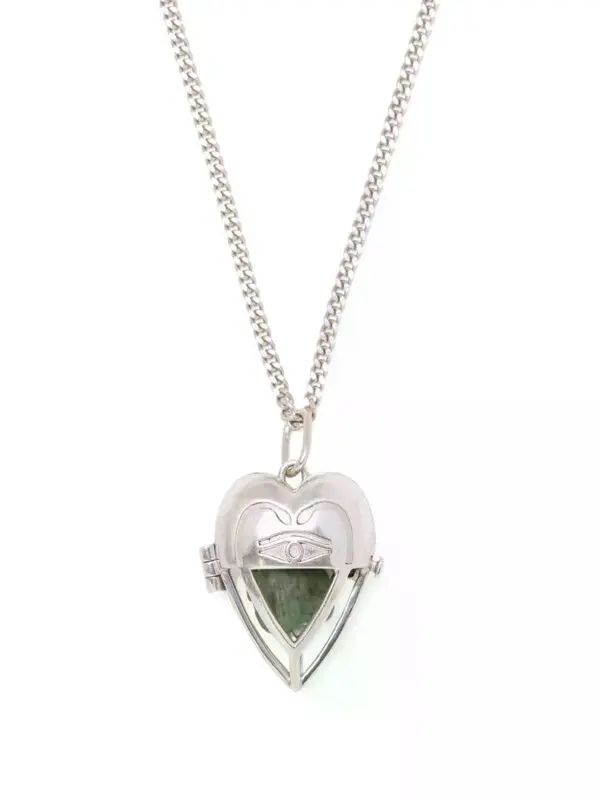 CAPSULE ELEVEN Heart-pendant Emerald Necklace - Silver