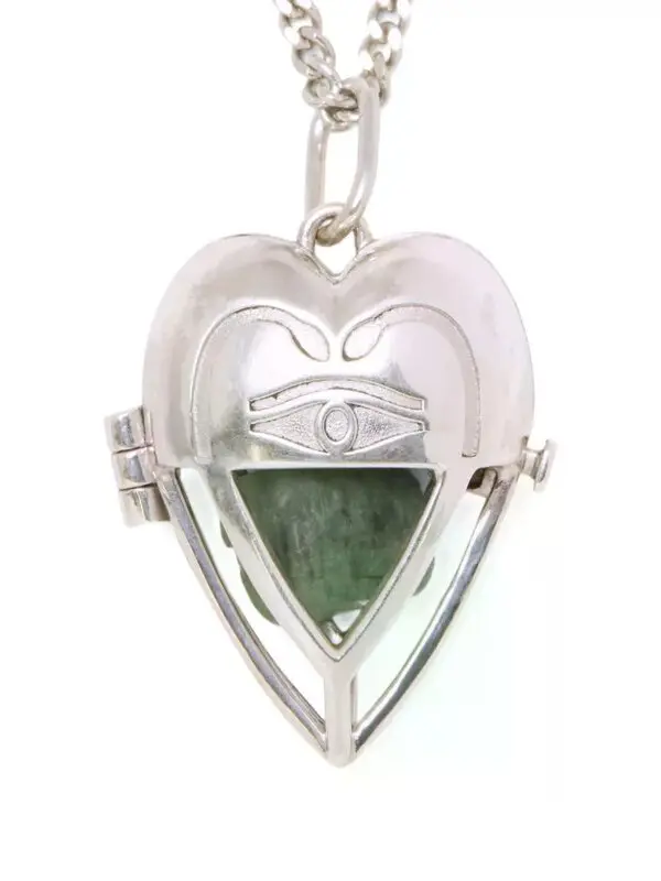 CAPSULE ELEVEN Heart-pendant Emerald Necklace - Silver