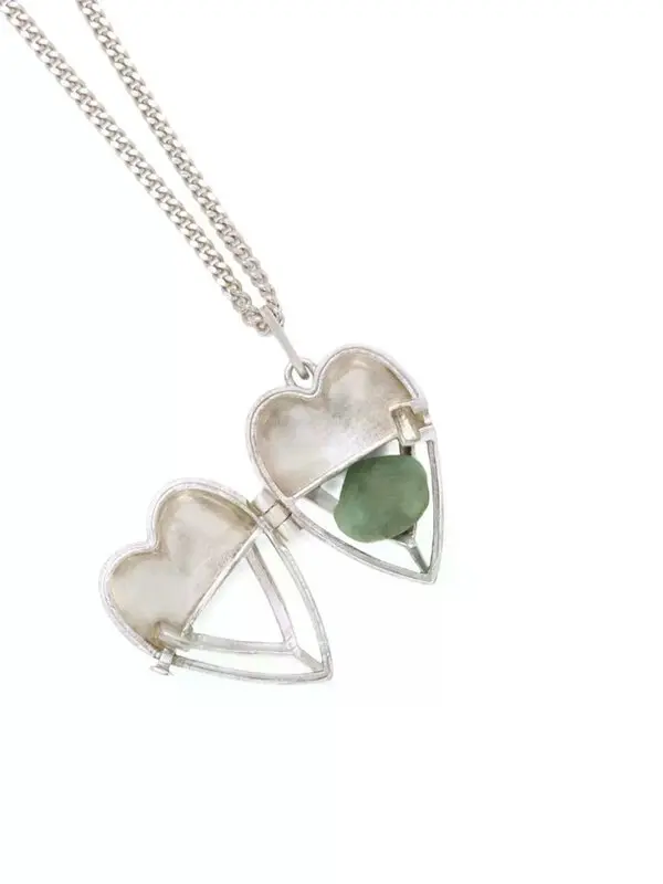 CAPSULE ELEVEN Heart-pendant Emerald Necklace - Silver