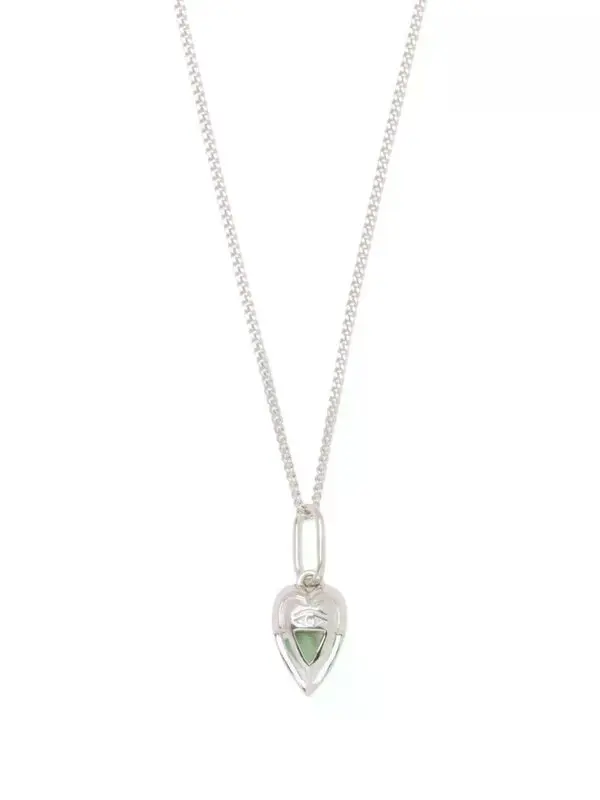 CAPSULE ELEVEN Heart-pendant Emerald Accent Necklace - Silver