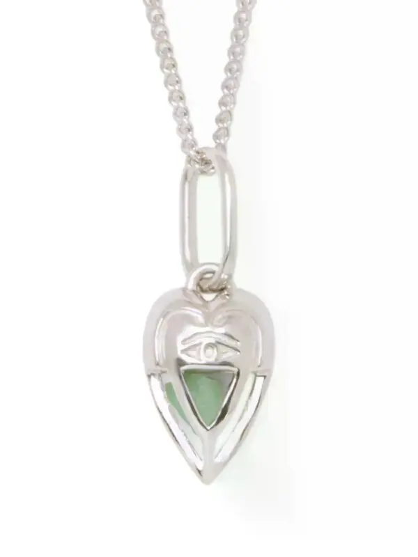 CAPSULE ELEVEN Heart-pendant Emerald Accent Necklace - Silver