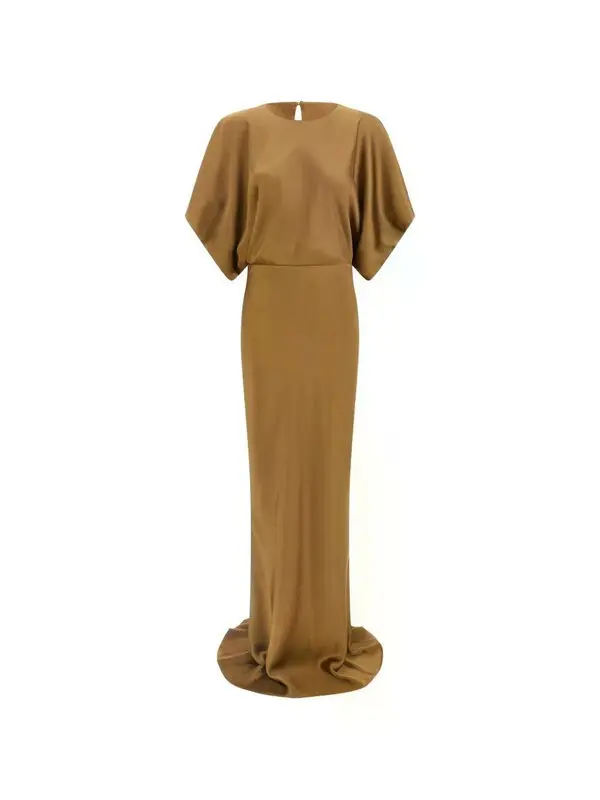 Norma Kamali Draped-sleeves Maxi Dress - Neutrals