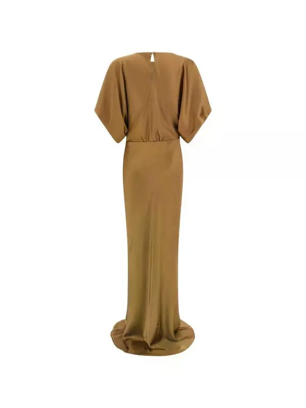 Norma Kamali Draped-sleeves Maxi Dress - Neutrals