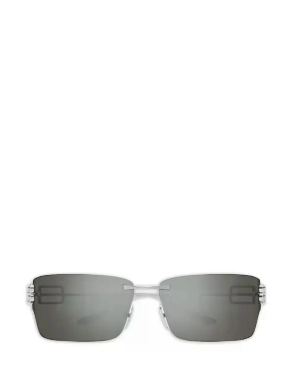 Balenciaga Logo-detail Rectangle Sunglasses - Silver