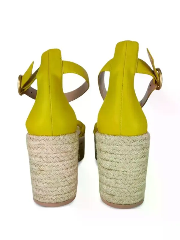 GIANVITO ROSSI Merida Braided Wedge Sandals - Yellow