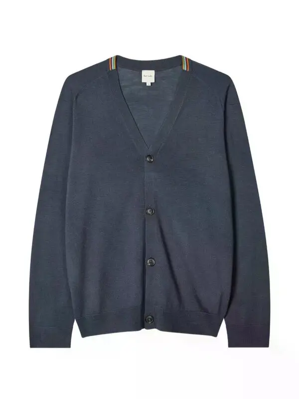 Paul Smith Signature Stripe V-neck Cardigan - Blue