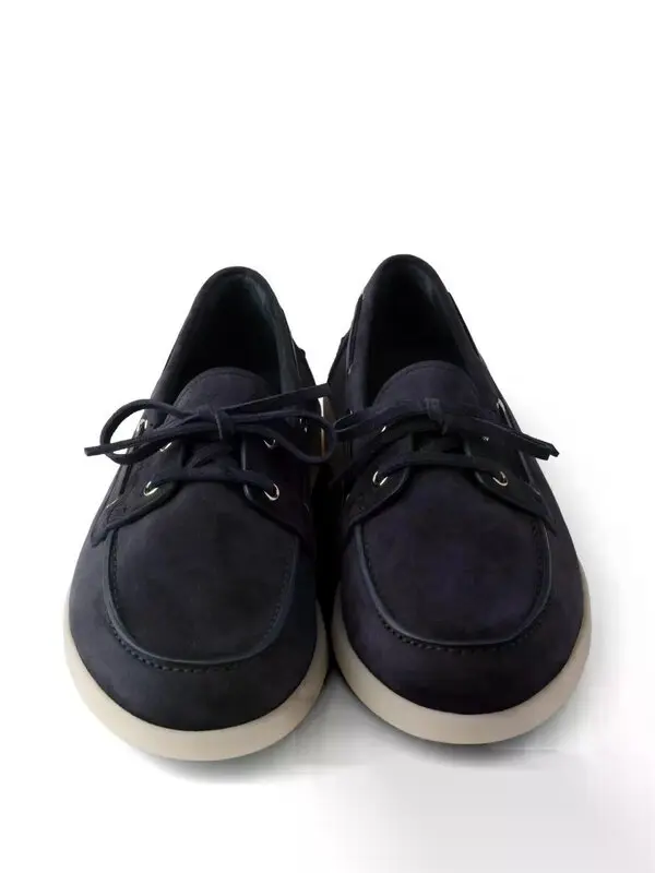 Prada Suede Boat Shoes With Laces - Blue