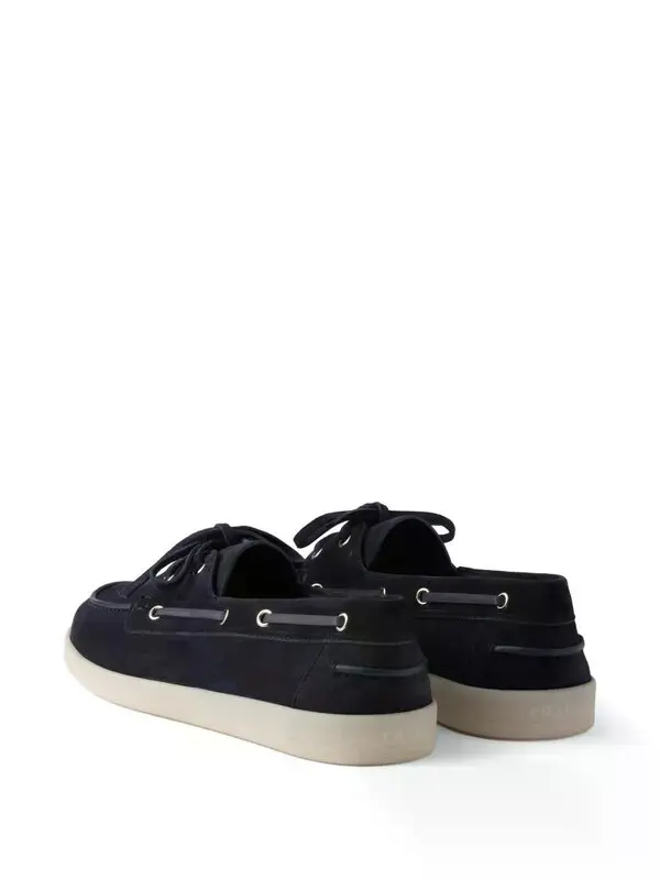 Prada Suede Boat Shoes With Laces - Blue