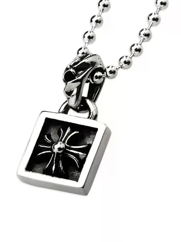 Chrome Hearts Framed Ch Plus Ball-chain Necklace - Silver
