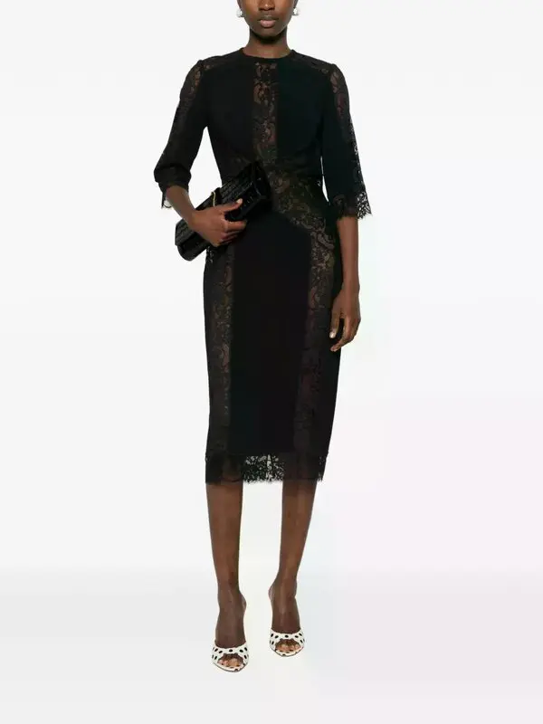 Elie Saab Lace-panel Midi Dress