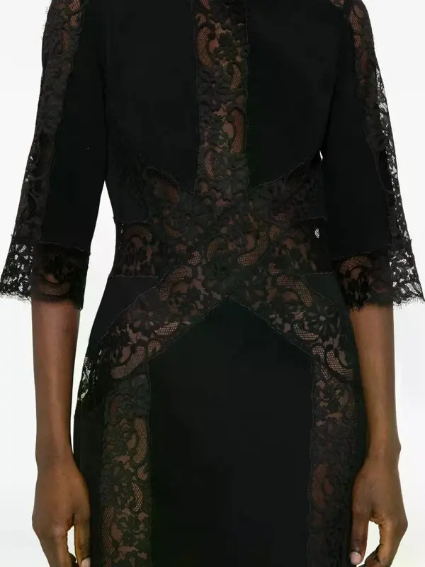 Elie Saab Lace-panel Midi Dress