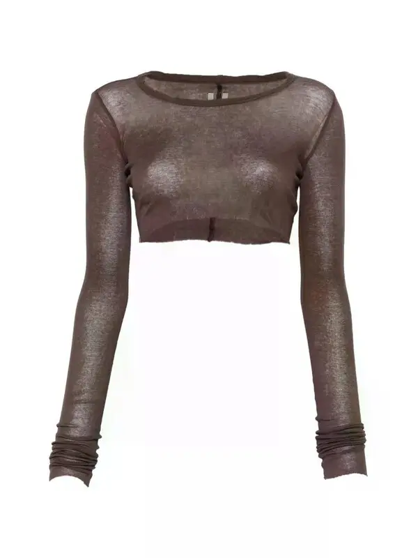 Rick Owens Long Sleeve Cropped Top - Brown