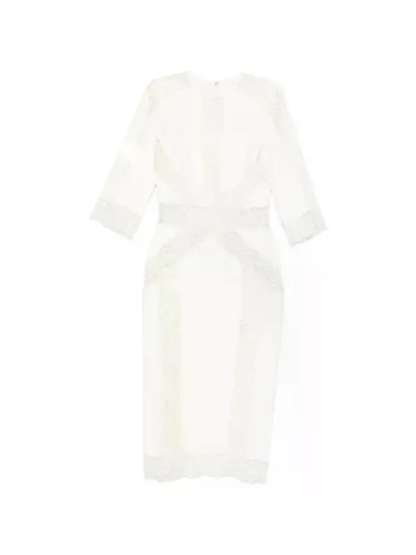Elie Saab Lace-paneled Midi Dress - White