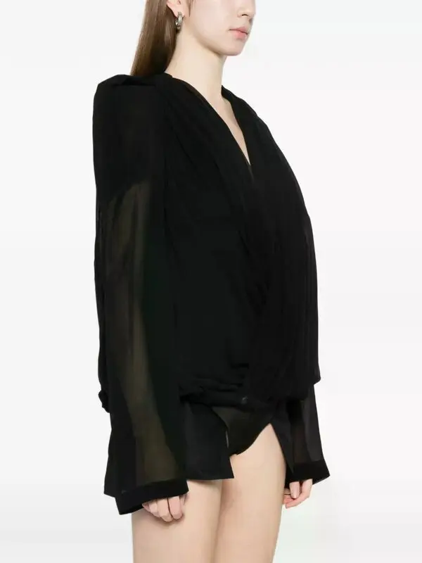 Rick Owens Draped V-neck Jacket - Black