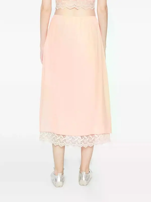Simone Rocha Midi Skirt With Lace Trim - Orange