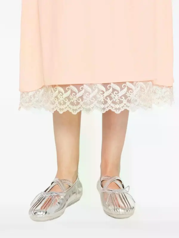 Simone Rocha Midi Skirt With Lace Trim - Orange