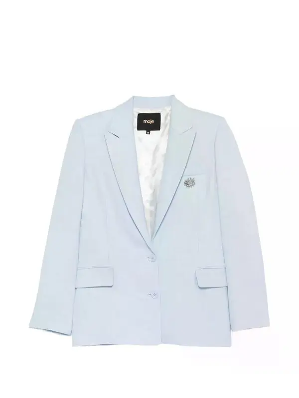 Maje Light Double-breasted Blazer With Removable Brooch