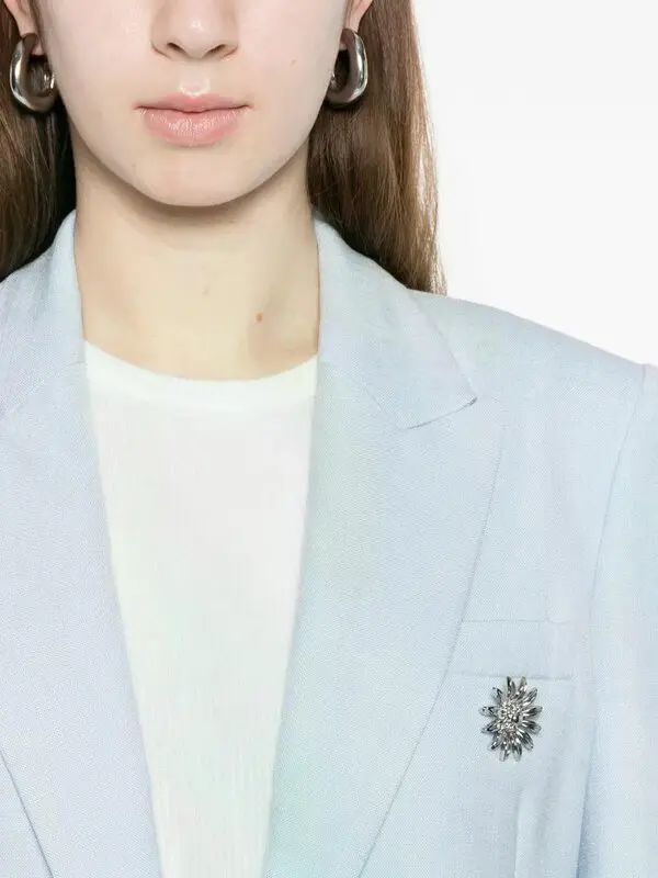 Maje Light Double-breasted Blazer With Removable Brooch