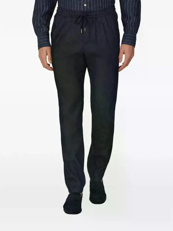 Boggi Milano Cotton And Cupro Drawstring Trousers