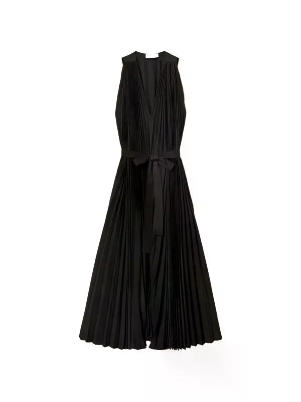 TWINSET Crêpe De Chine And Poplin Maxi Dress With V-neck And Belt