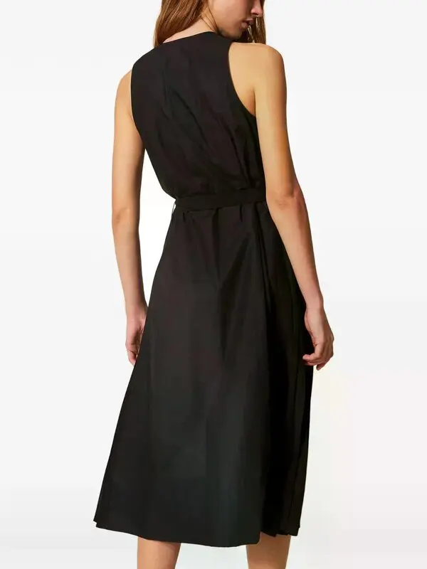 TWINSET Crêpe De Chine And Poplin Maxi Dress With V-neck And Belt
