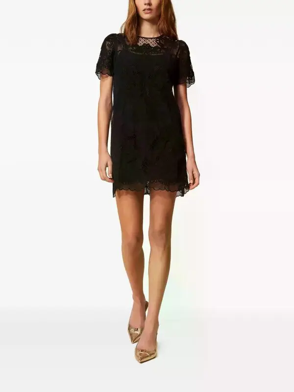 TWINSET Short Lace Dress With Scalloped Details