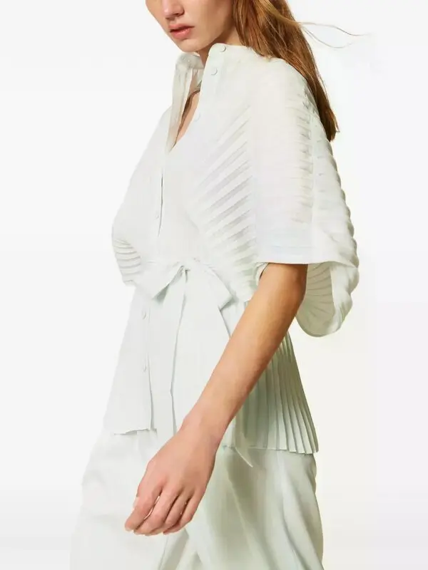 TWINSET Pleated Tie-waist Shirt With Band Collar