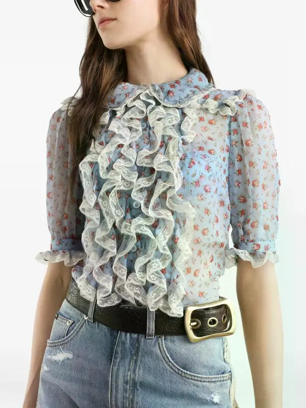 Dolce & Gabbana Floral Print Ruffled Top
